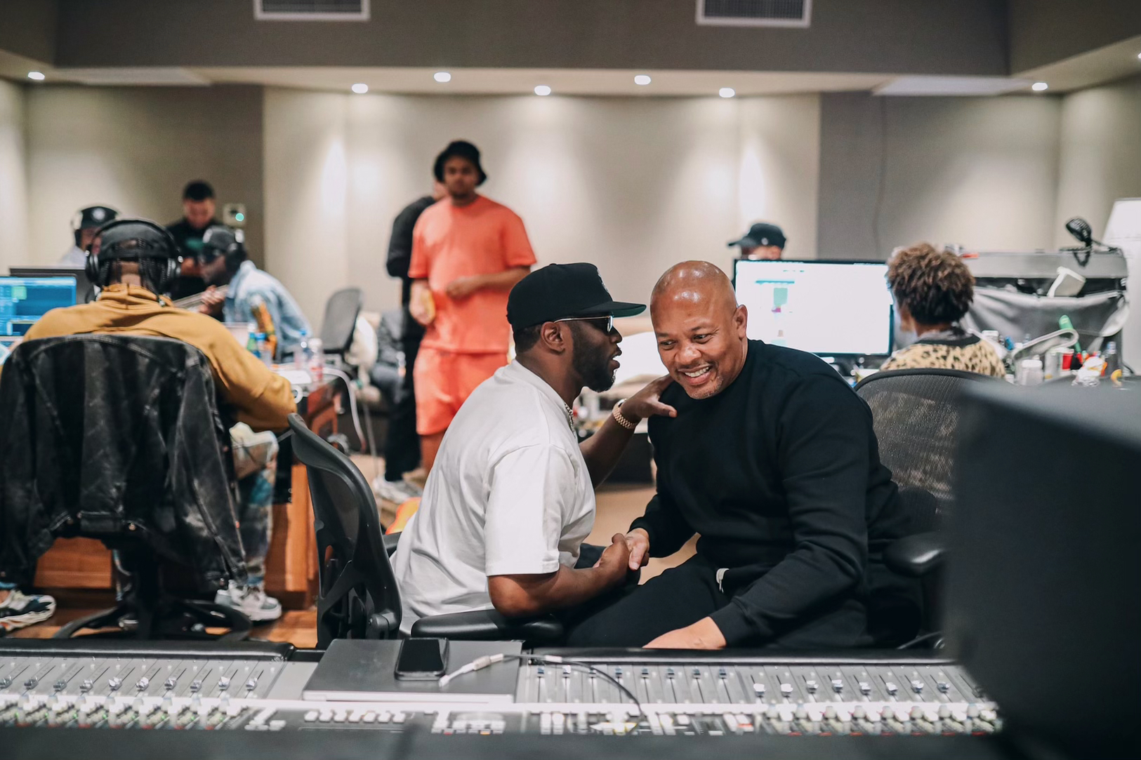 [PICS] Dr. Dre And Diddy Link Up In The Studio